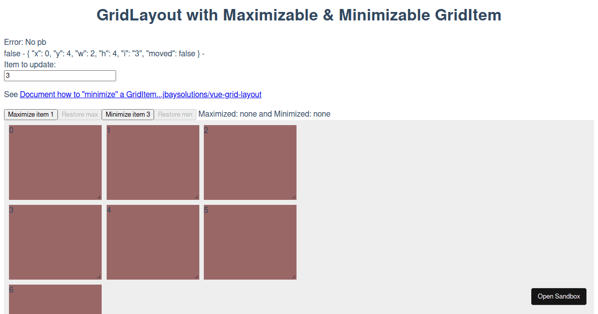 Vue Grid Layout Minimized Item Not Shared Codesandbox 4327
