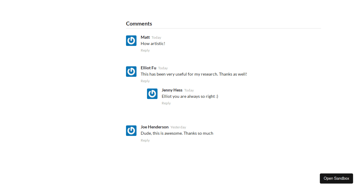 React Comment Section Codesandbox 