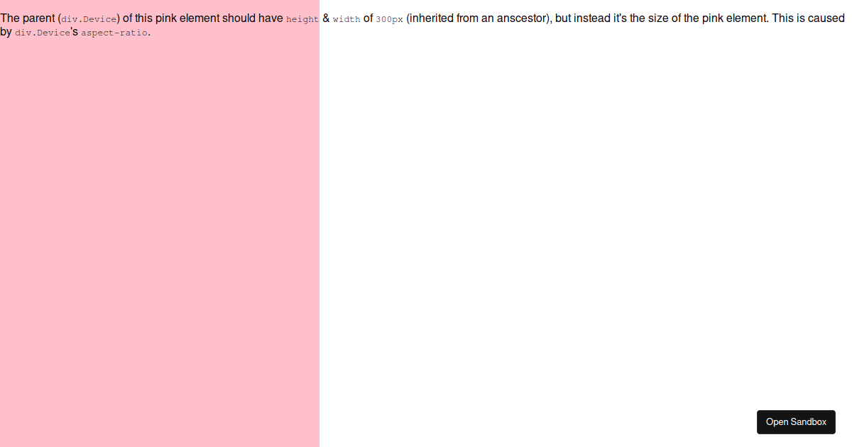 Safari bug: aspect-ratio + max-* repro - Codesandbox Safari bug: aspect-ratio + max-* repro - Codesandbox