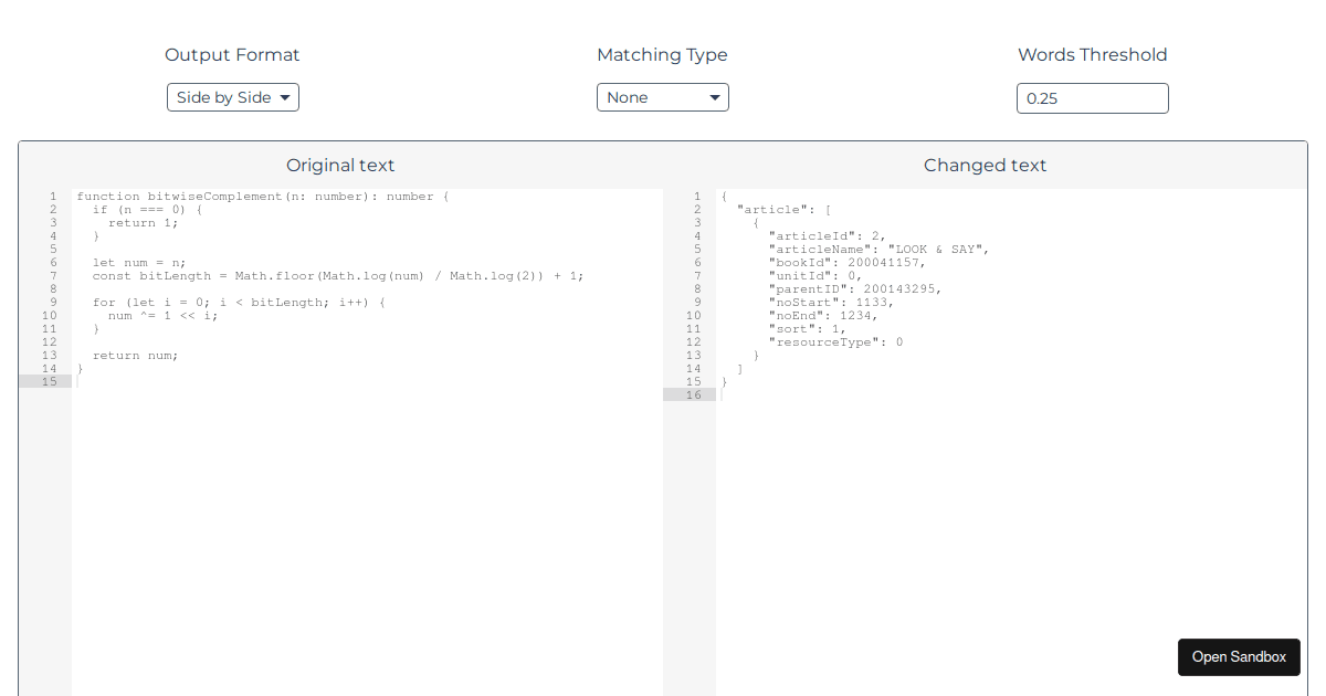 Diffchecker - Codesandbox