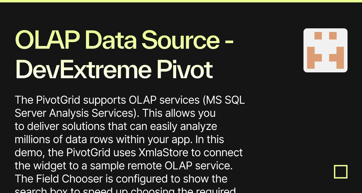Olap Data Source Devextreme Pivot Grid Codesandbox