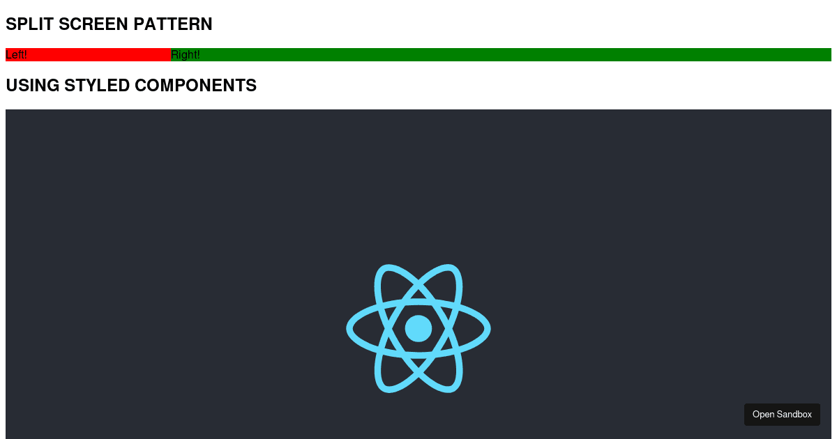 splitscreen-Reactjs - Codesandbox