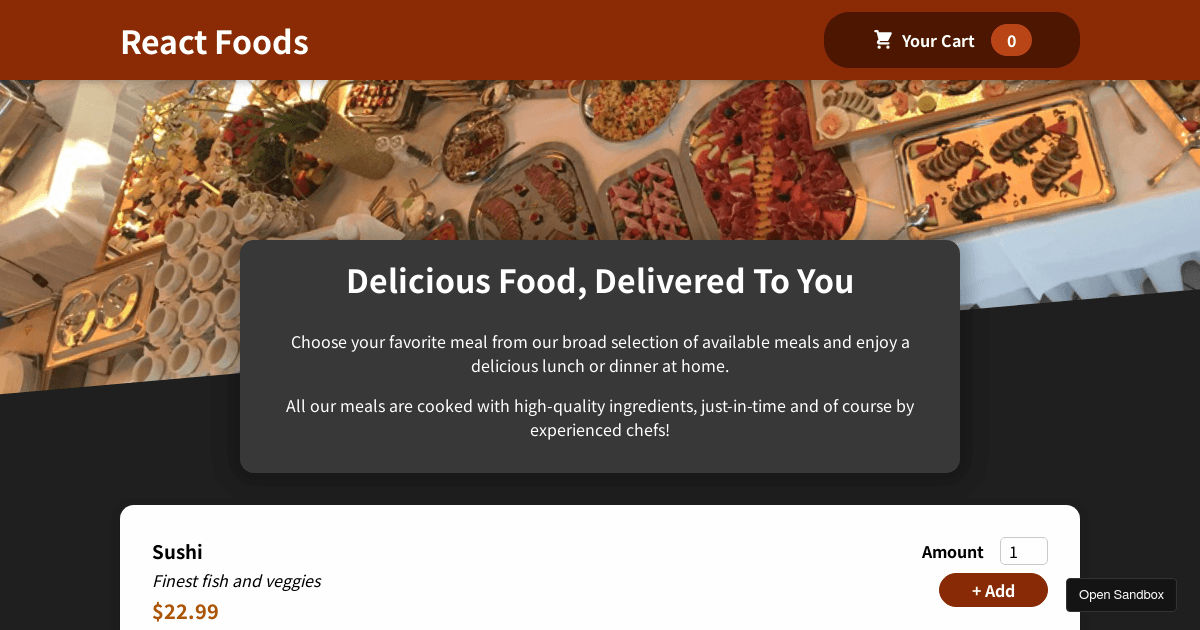 Food Order App - REACT - Codesandbox