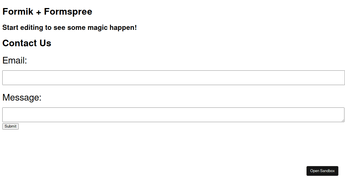 Formik + Formspree - Codesandbox