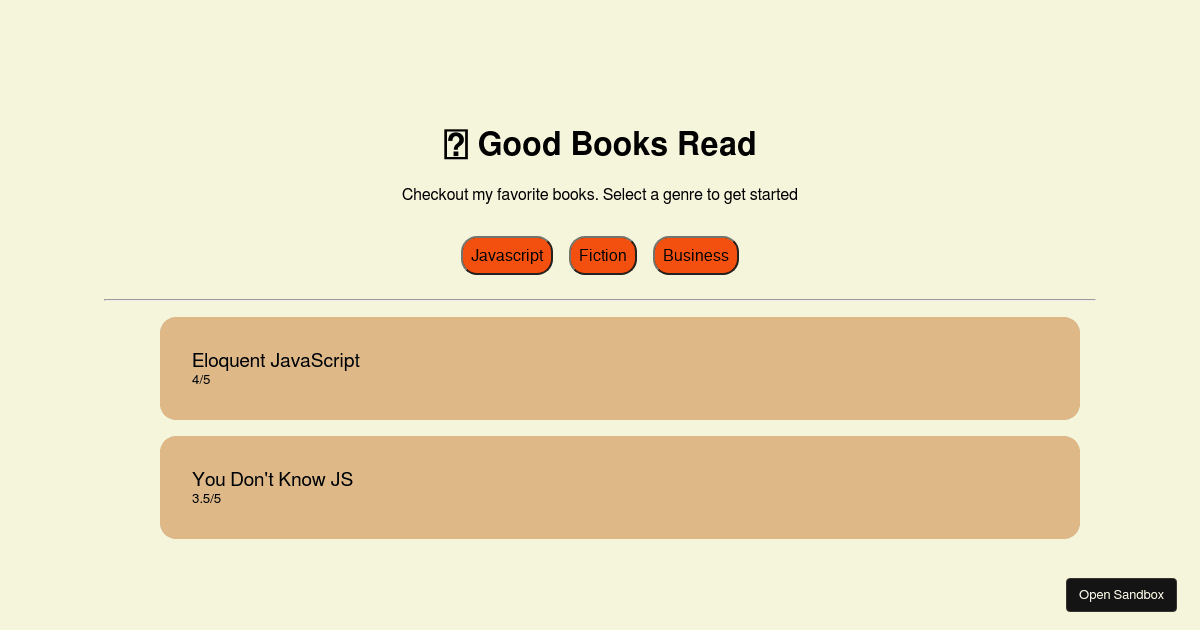 Good Books Read - Codesandbox