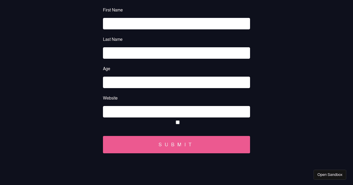 React Hook Form Validationschema Codesandbox