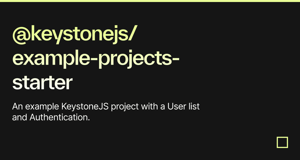@keystonejs/example-projects-starter - Codesandbox