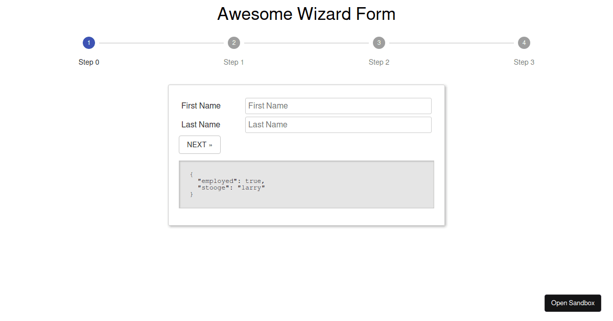 π React Final Form Wizard Example Codesandbox