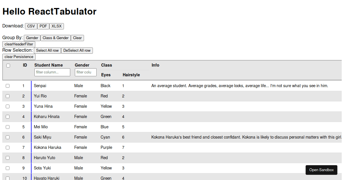 tabulator - Codesandbox