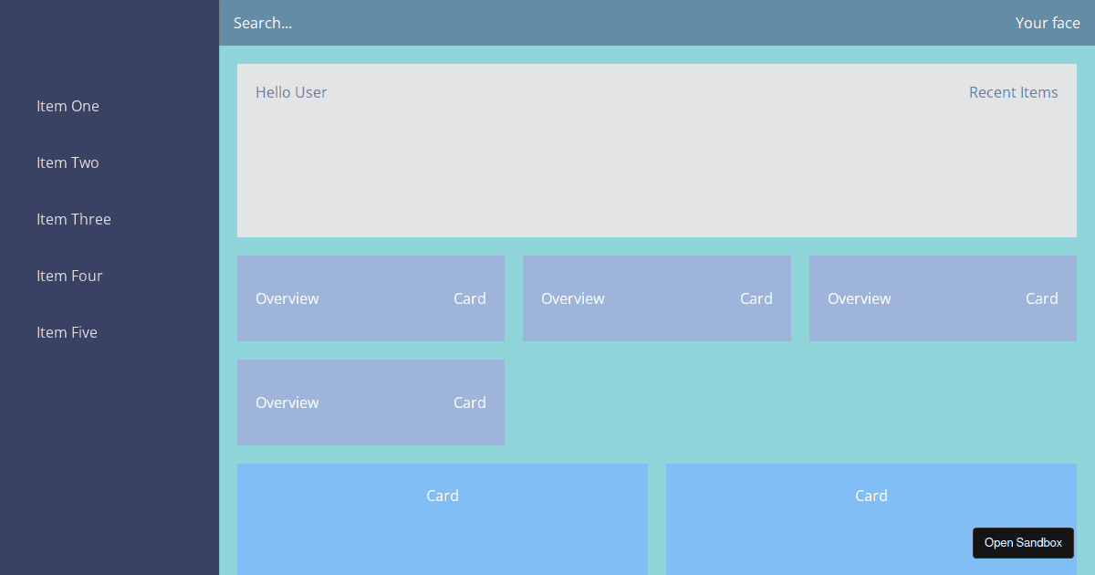 CSS Grid Dashboard - Codesandbox