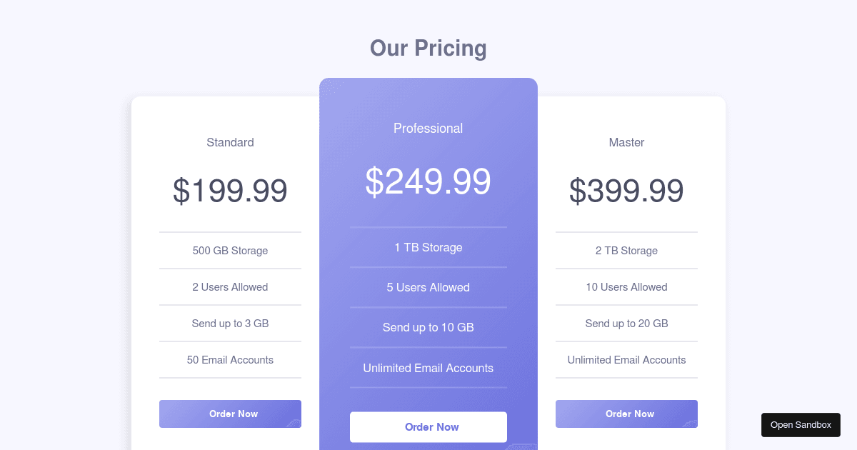 Pricing Table Design Html Css Codesandbox