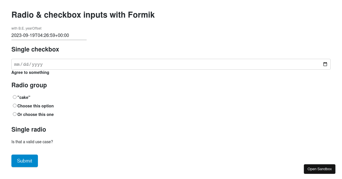 Formik radio (forked) - Codesandbox