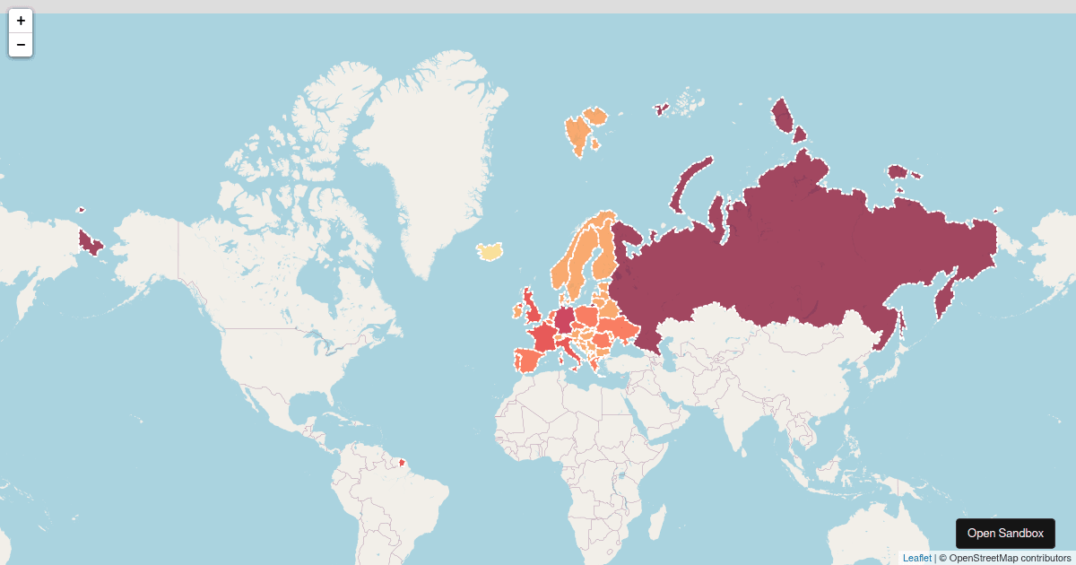 ngx-leaflet / GeoJson / Country Border - Codesandbox