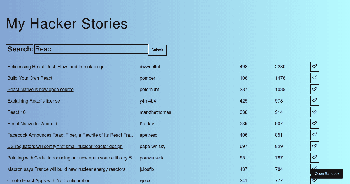 hacker-stories - Codesandbox