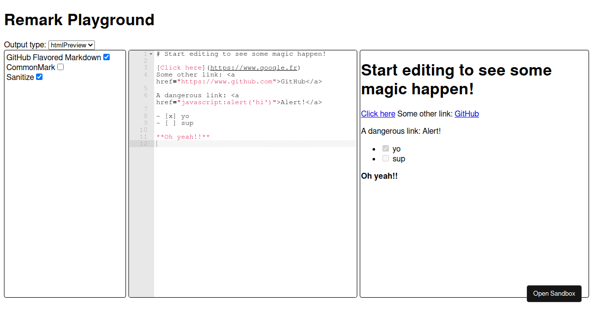 remark-playground - Codesandbox