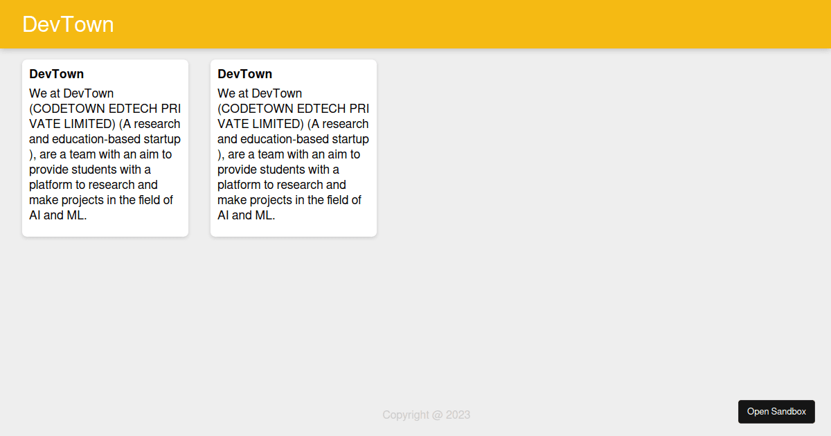 Devtown Project Javascript And Reactjs Cvishal Goud Codesandbox
