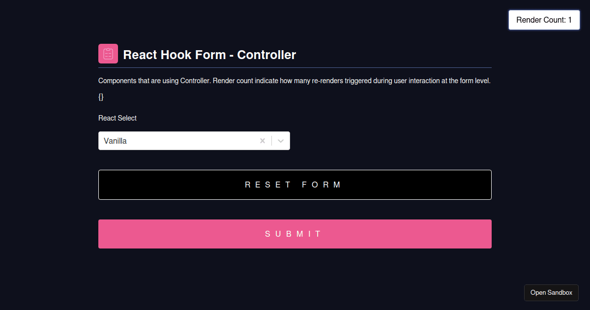 React Hook Form Controller Forked Codesandbox
