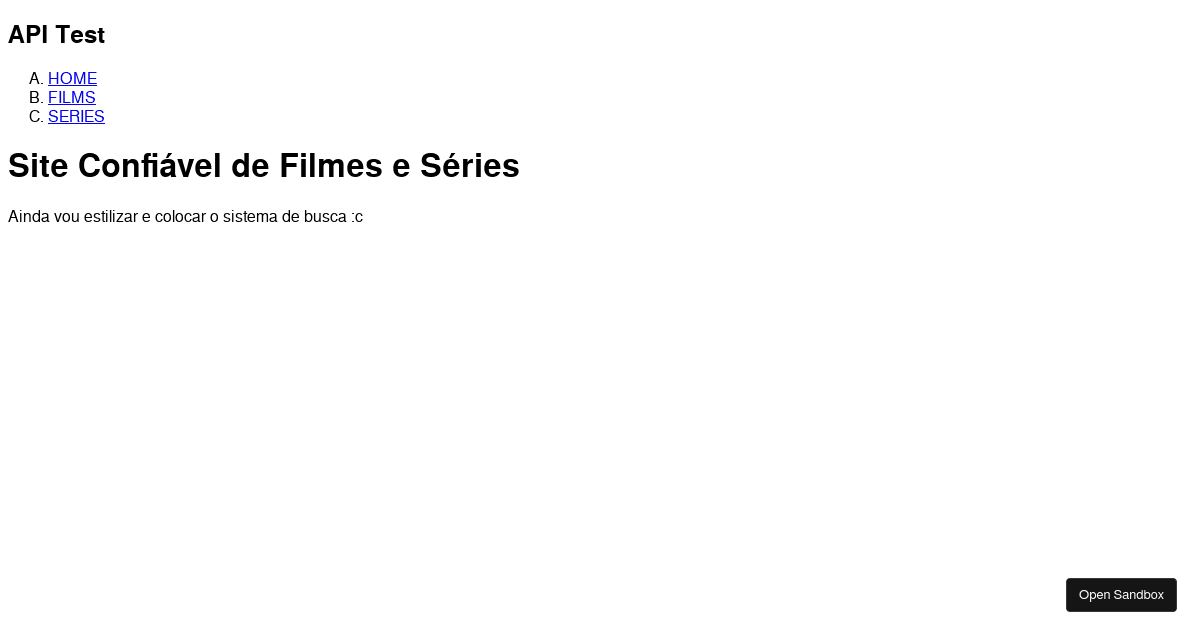 Filmes and Series API - Codesandbox