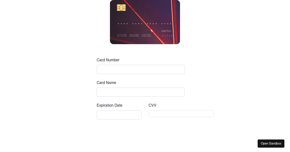 credit card example - Codesandbox