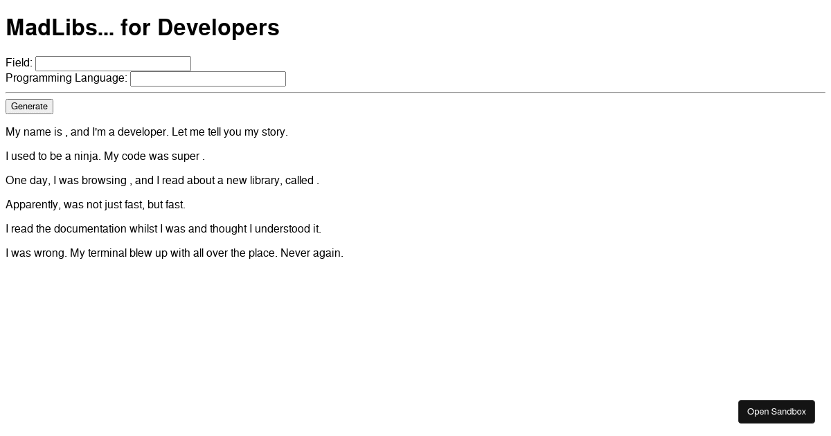 MadLibs for Developers (for Redux-Leaves) - Codesandbox