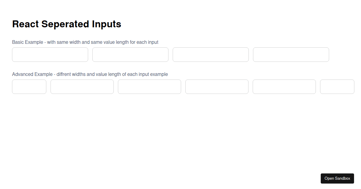 react-seperated-inputs - Codesandbox react-seperated-inputs - Codesandbox