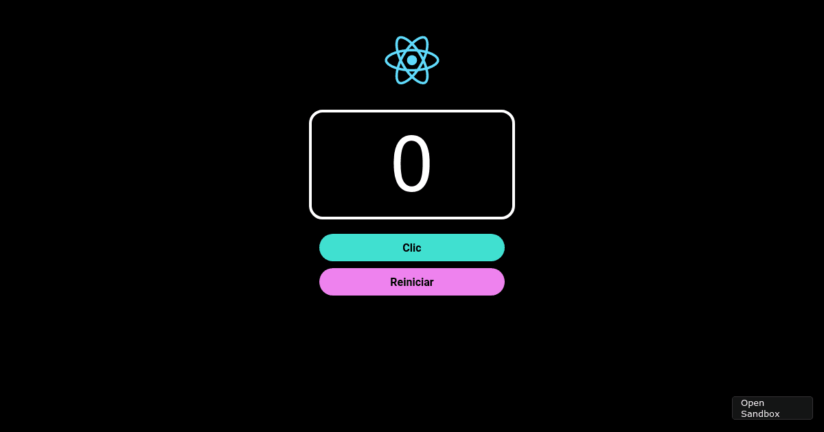 Contador de click, estados React - Codesandbox