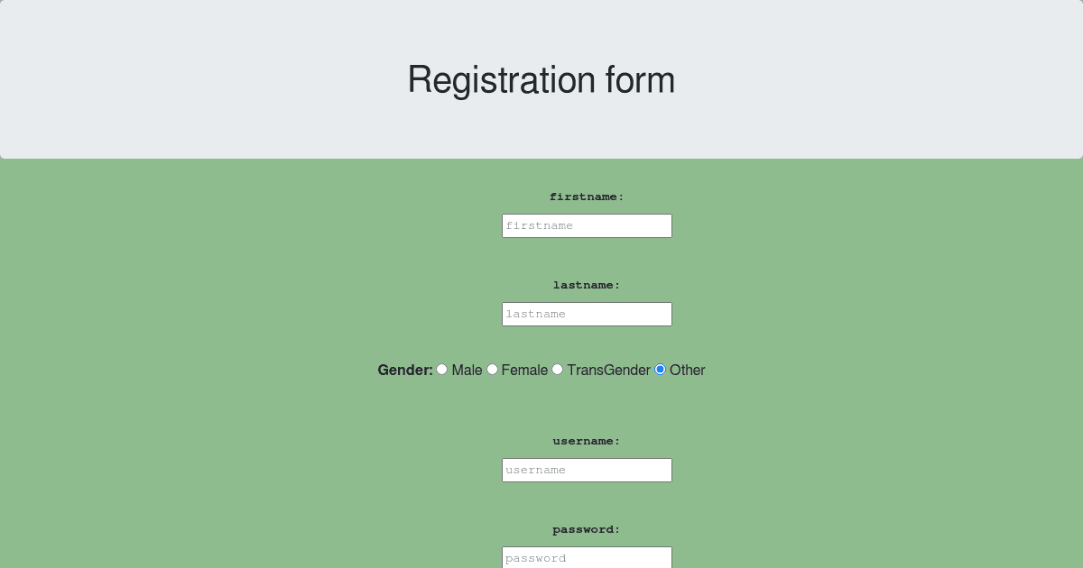 registration form - Codesandbox