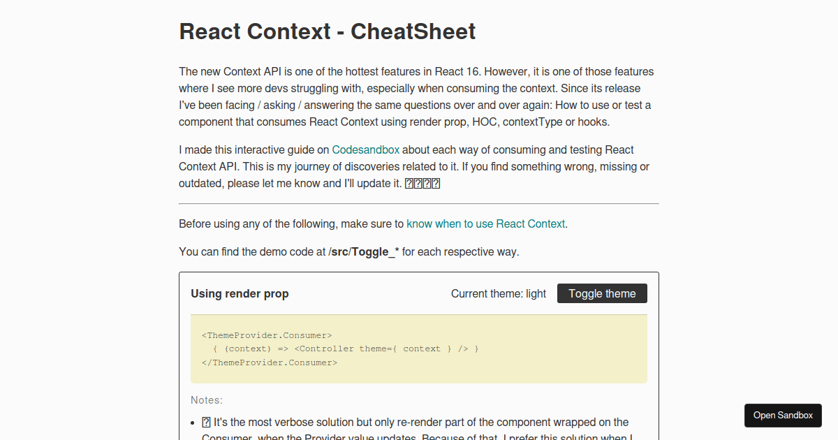 react-context-cheatsheet - Codesandbox