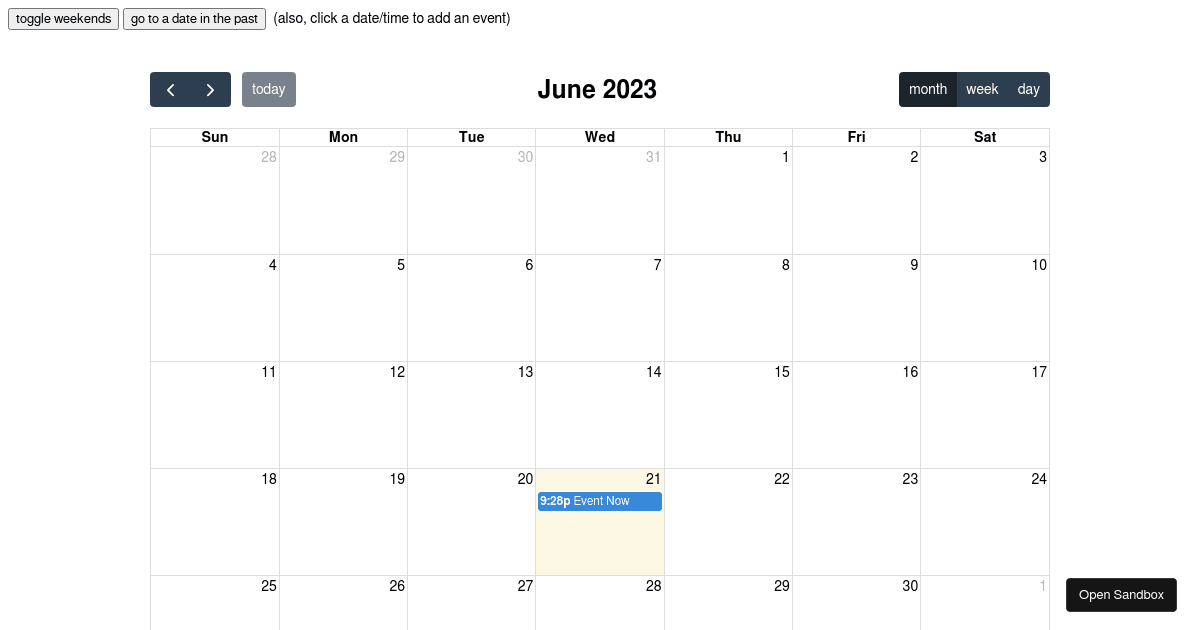 FullCalendar v4 React - Codesandbox