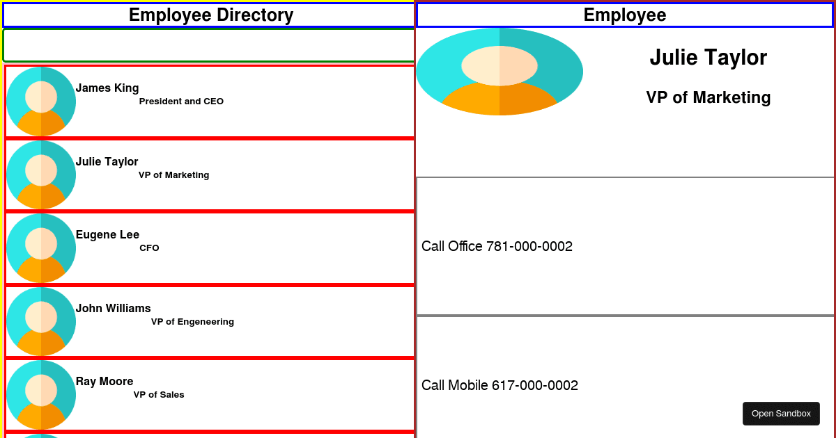 Employee Directory React - Codesandbox
