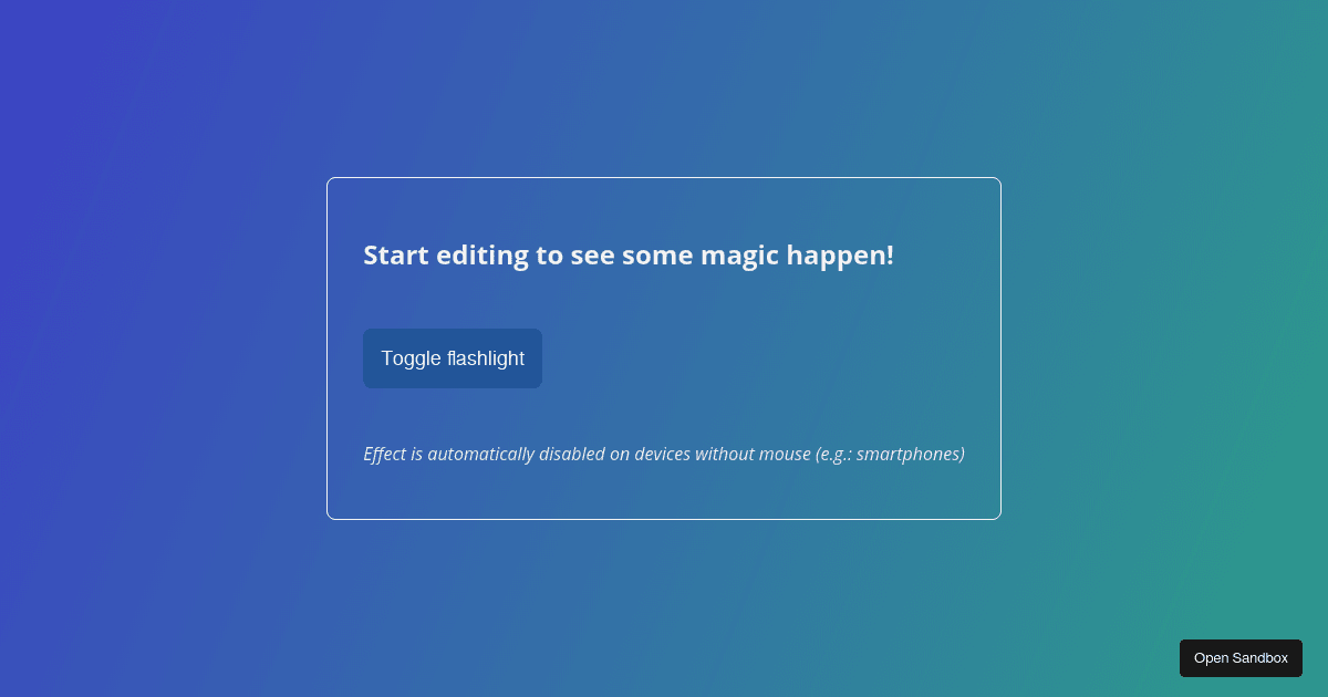 cursor-flashlight demo (forked) - Codesandbox