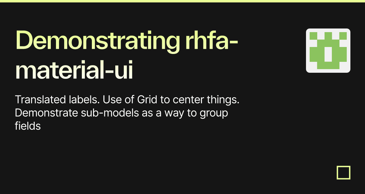 Demonstrating rhfa-material-ui - Codesandbox