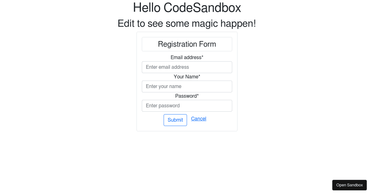 Register/Login authentication and authorization - Codesandbox