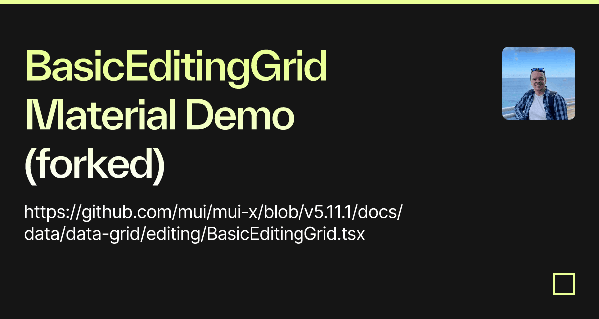 BasicEditingGrid Material Demo (forked) - Codesandbox