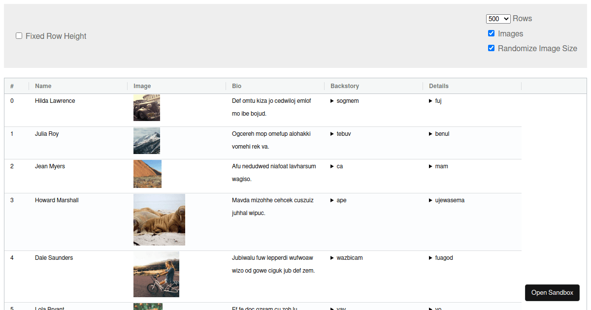 ag-grid - row height experiments v4 - Codesandbox
