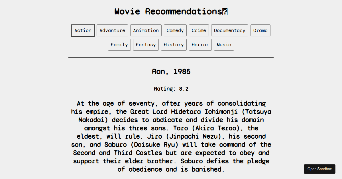 movie-recommendation-app - Codesandbox