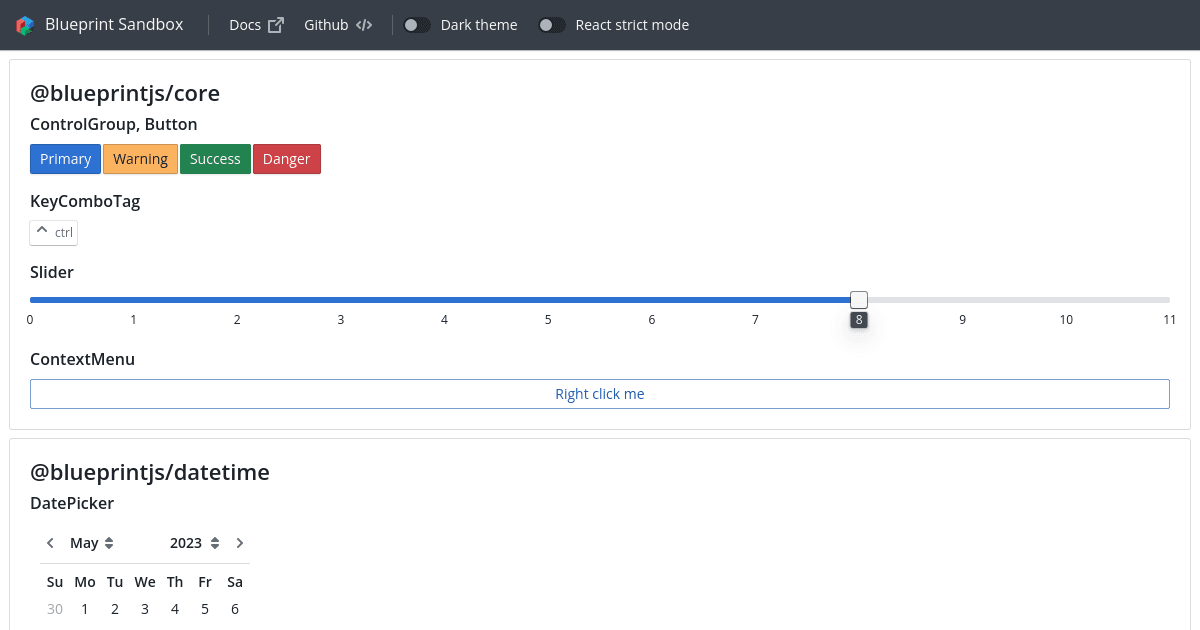 Blueprint v5 React 16 template - Codesandbox