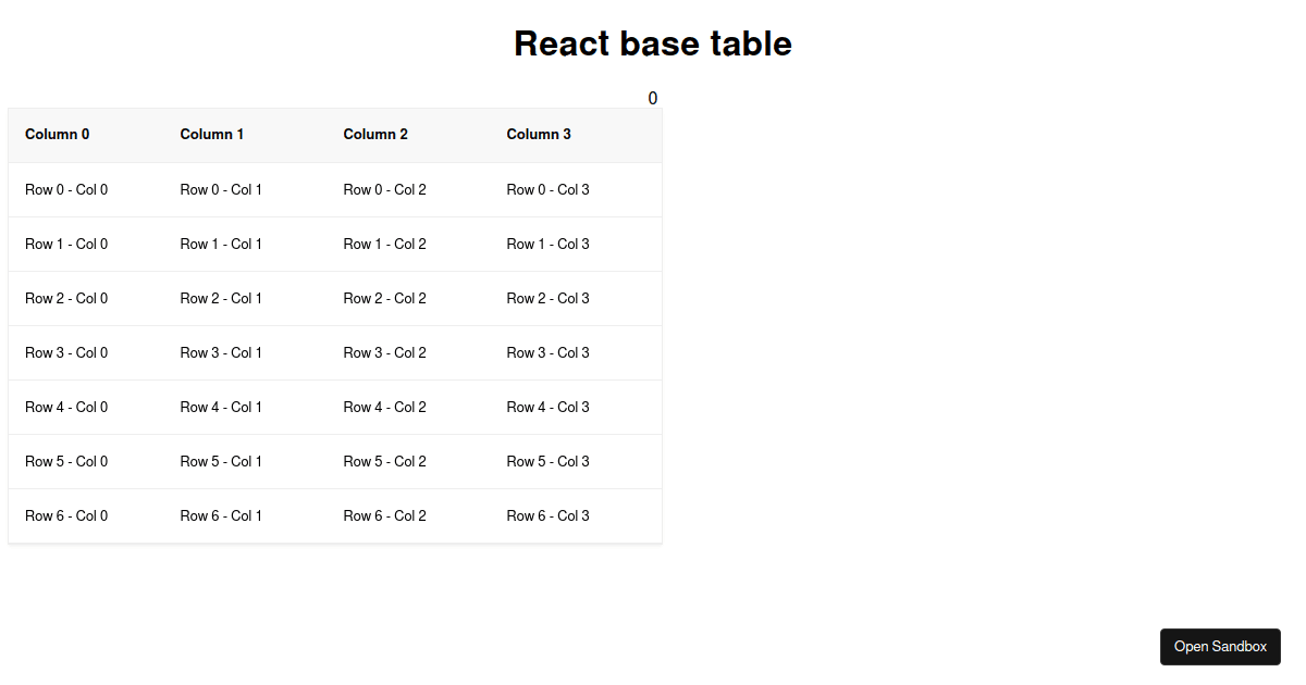 react base table (forked) - Codesandbox