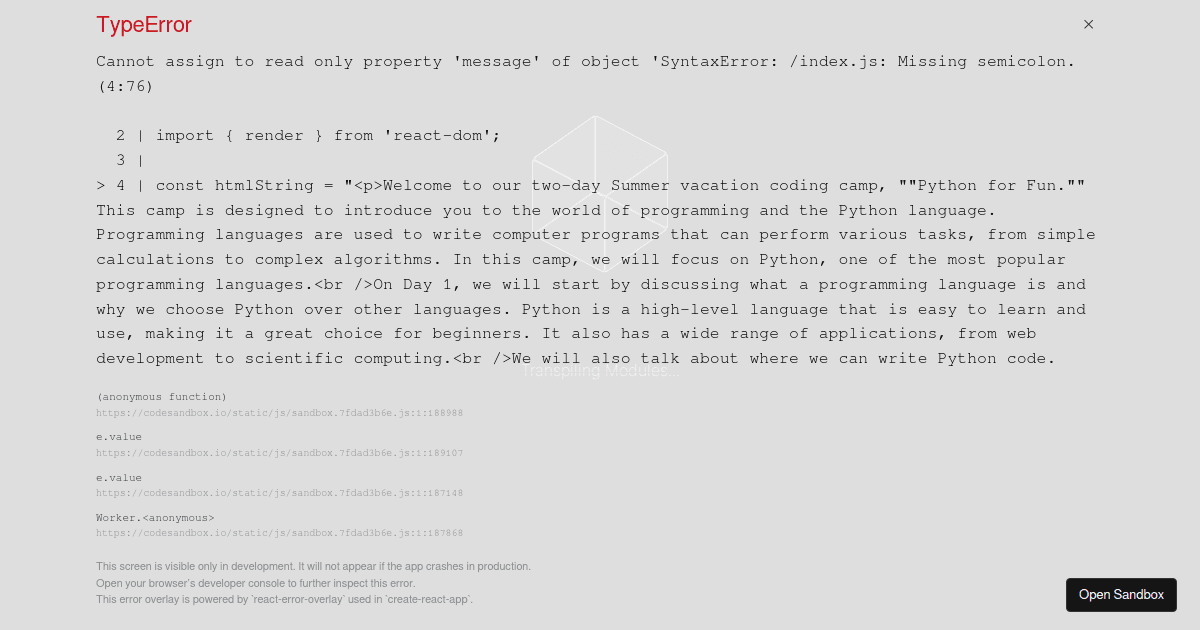 Dangerouslysetinnerhtml Forked Codesandbox