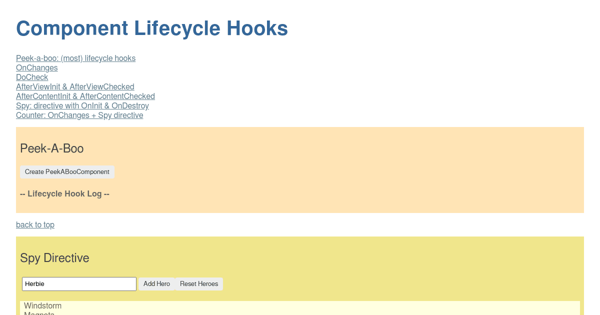 Angular Example - Lifecycle Hooks - Codesandbox Angular Example - Lifecycle Hooks - Codesandbox
