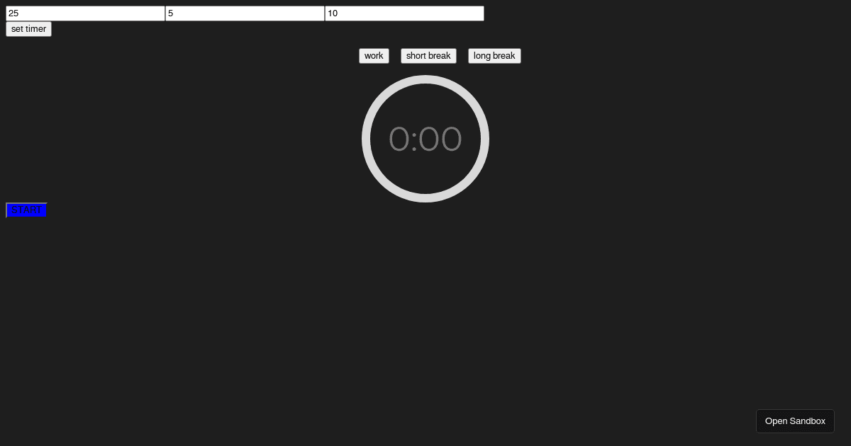pomodoro (forked) - Codesandbox