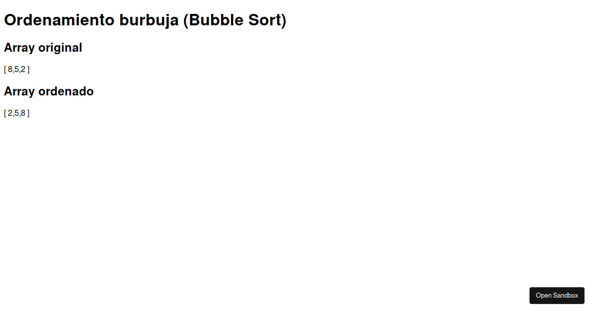 ordenamiento burbuja (Bubble Sort) - Codesandbox