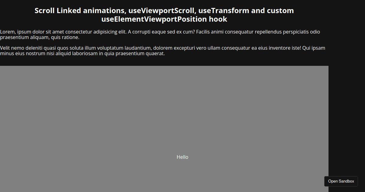 framer-motion: Scroll Linked animation (useViewportScroll, useTransform and custom ...
