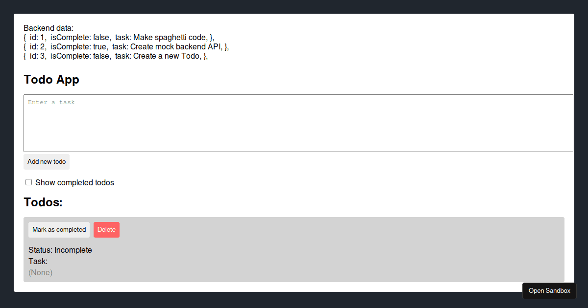 React Assessment Template - Codesandbox