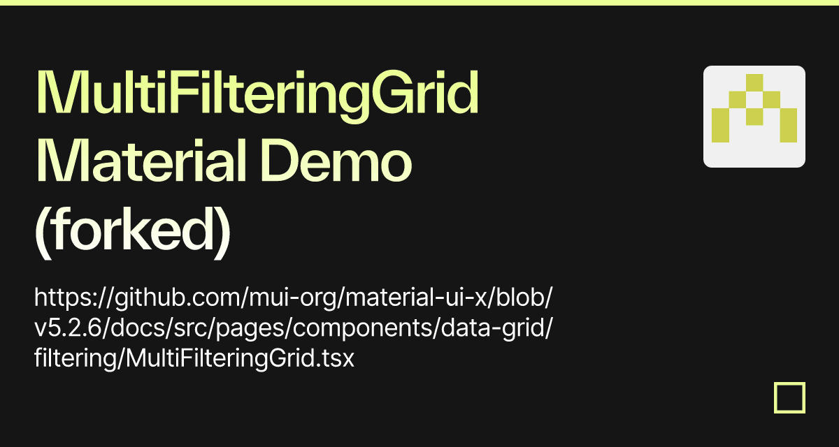 MultiFilteringGrid Material Demo (forked) - Codesandbox