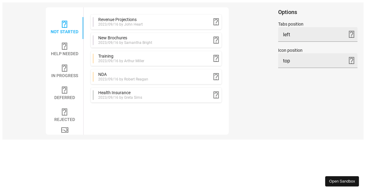 DevExtreme EAP 23.2 - TabPanel: Tabs and Icon Position - Codesandbox