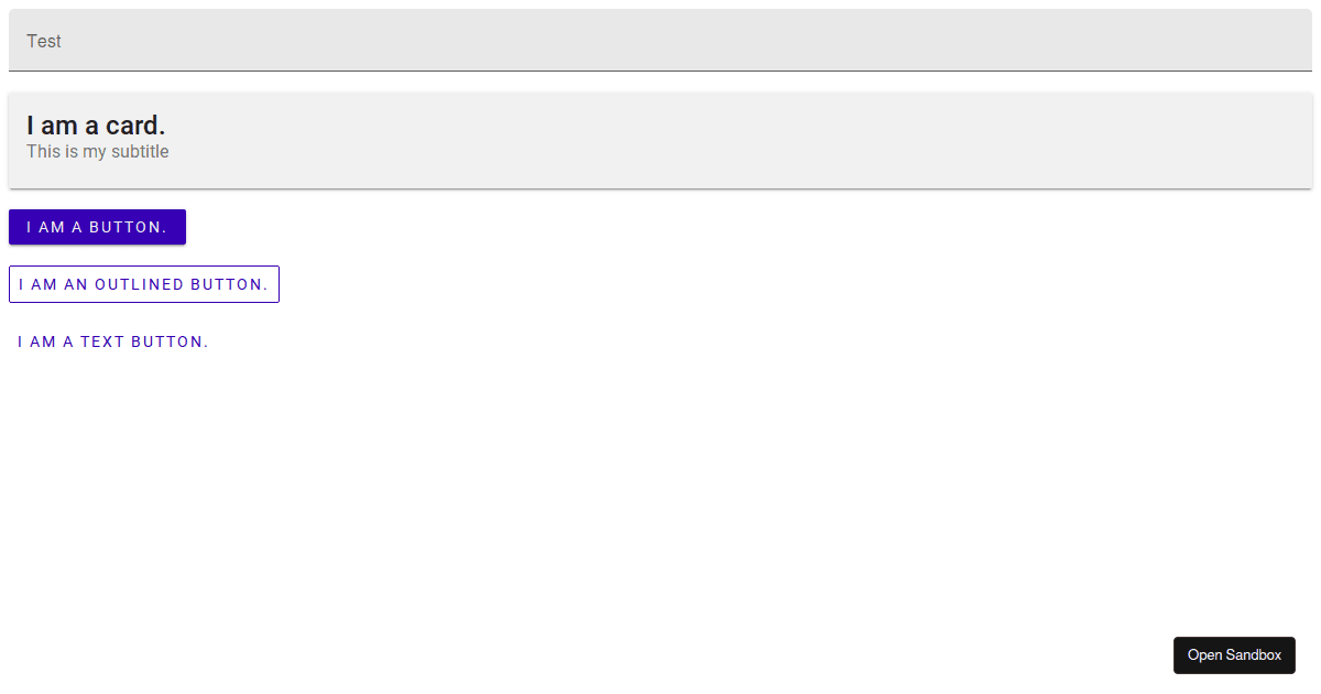 react-md-components test - Codesandbox