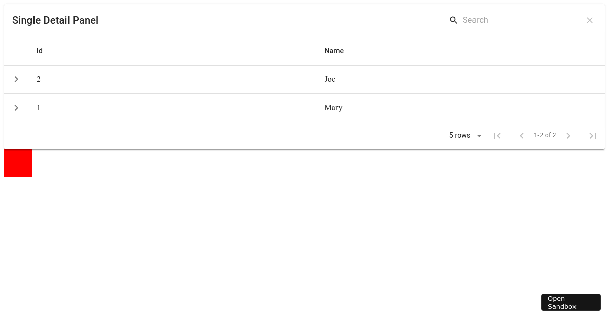 Smooth height transition not working in Material-Table React - Codesandbox
