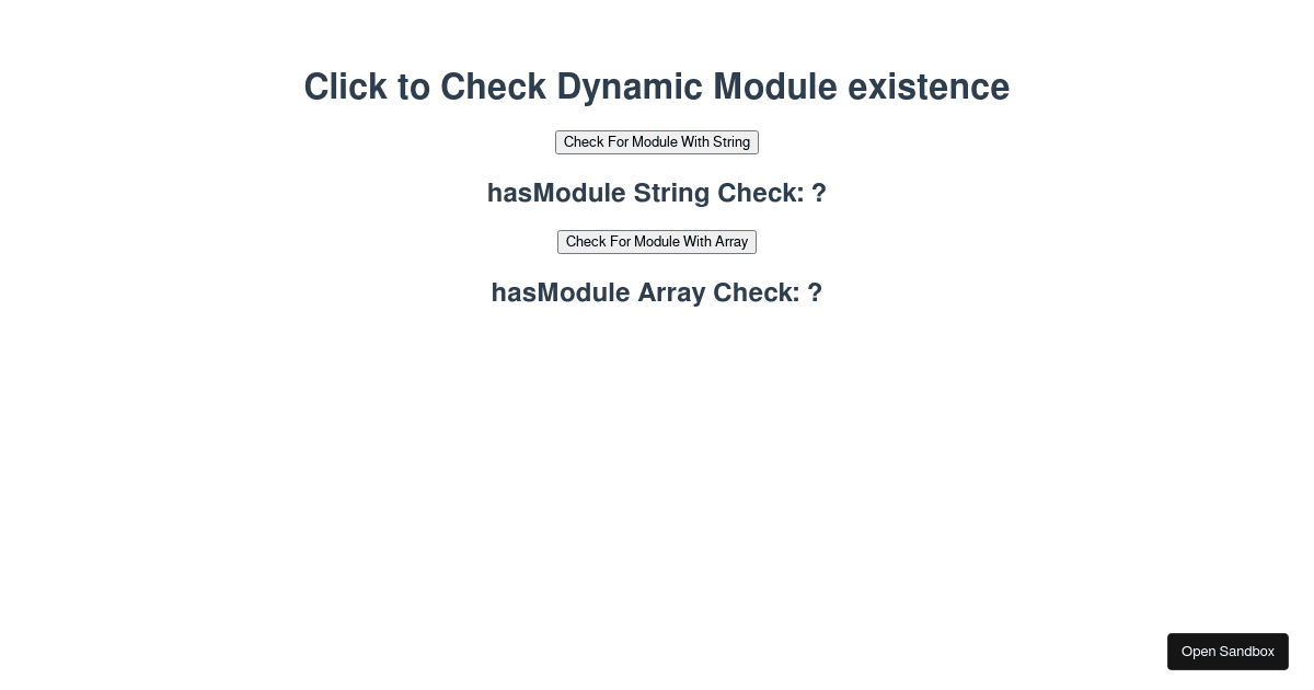 hasModule Inconsistent with String - Codesandbox