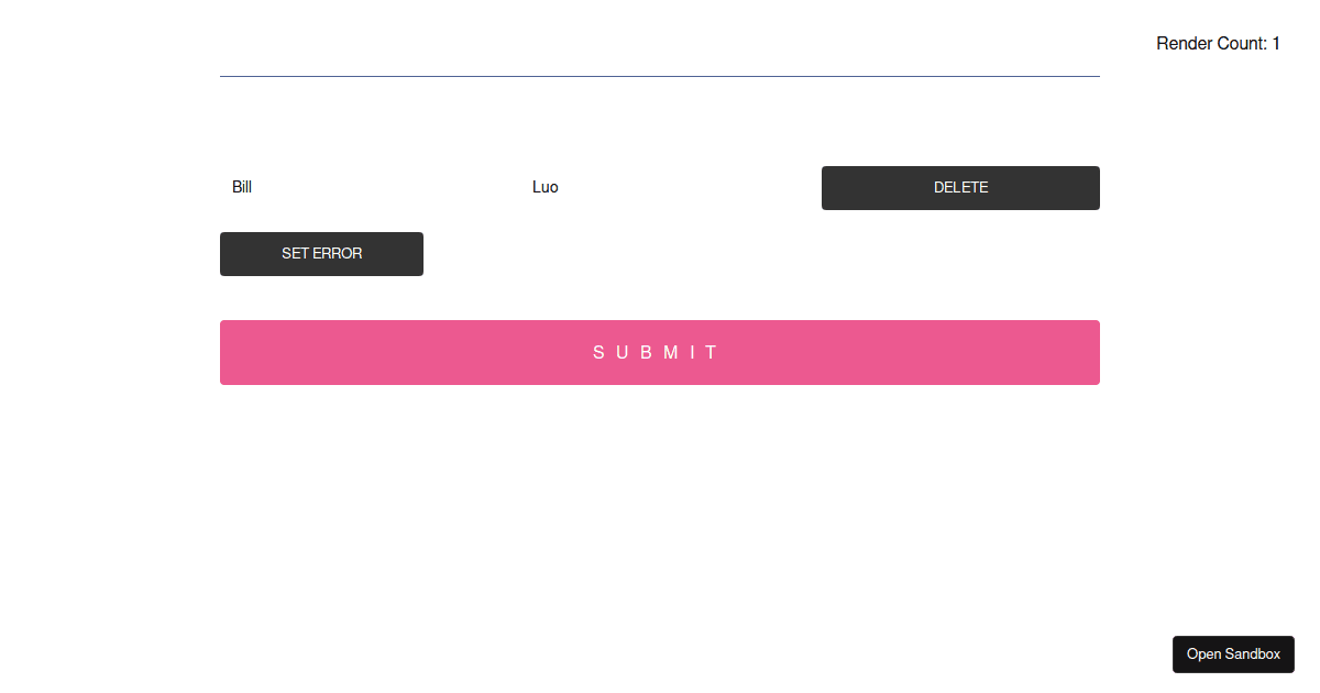 React Hook Form - useFieldArray (forked) - Codesandbox